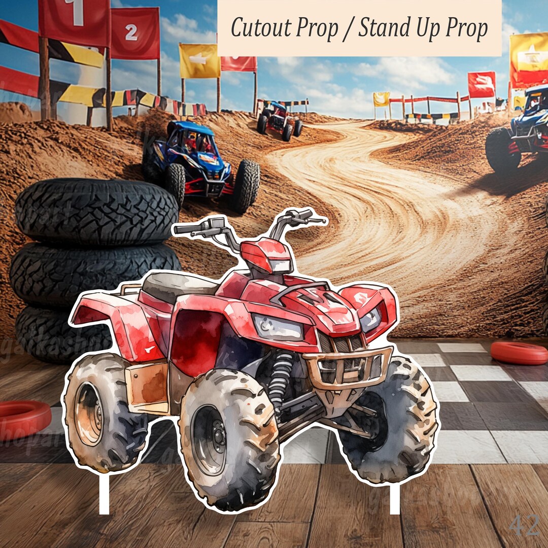 Big Cutout Decor Red Wheeler ATV, Stand up Prop for Off-road Adventure ...