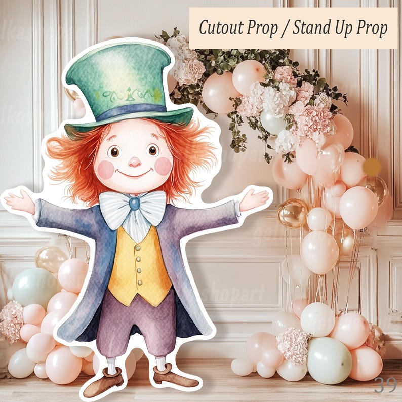 Large Mad Hatter Standee, Onederland Party Backdrop, Alice in ...