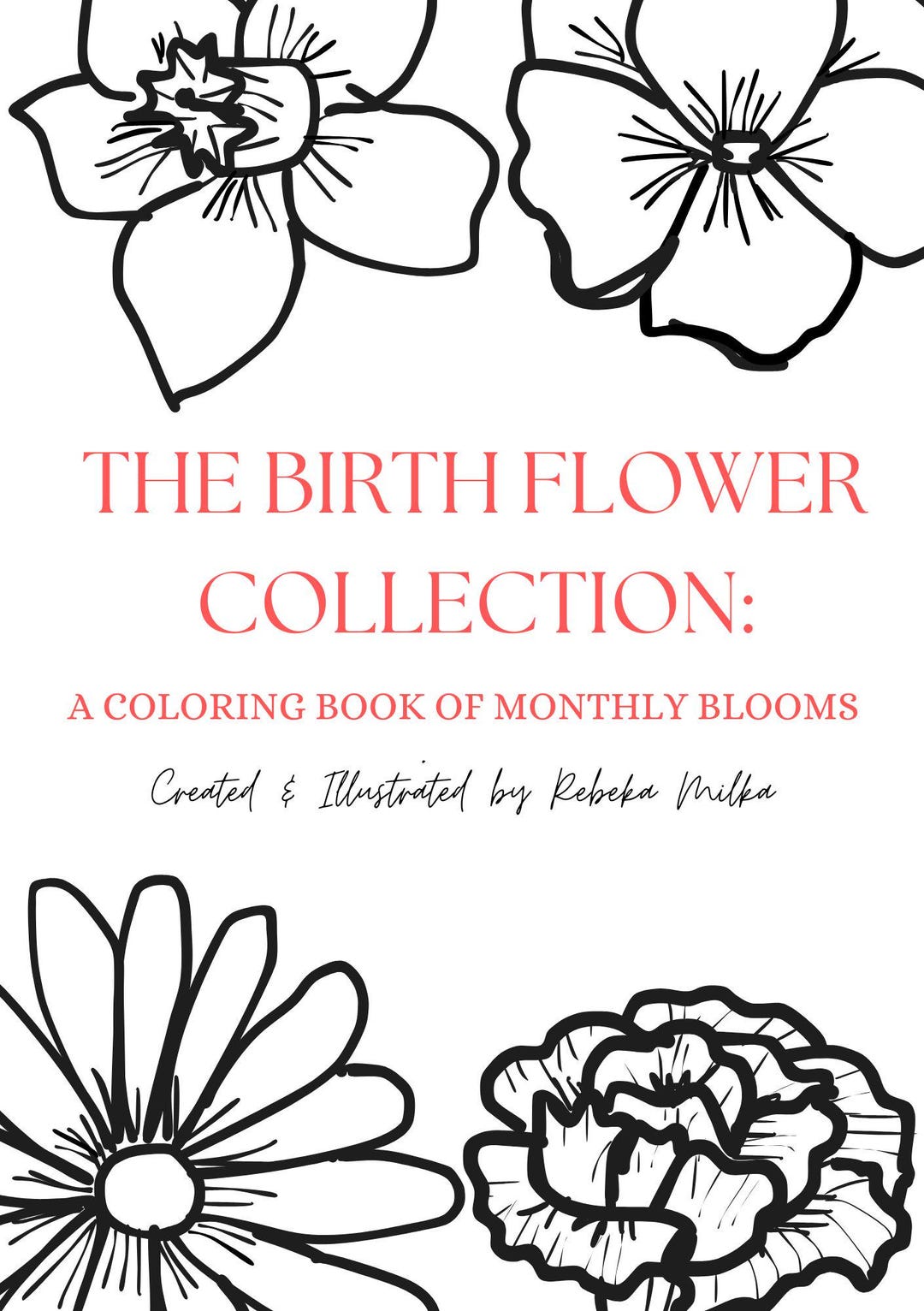 The Birth Flower Collection – Printable Coloring Book (instant Download ...