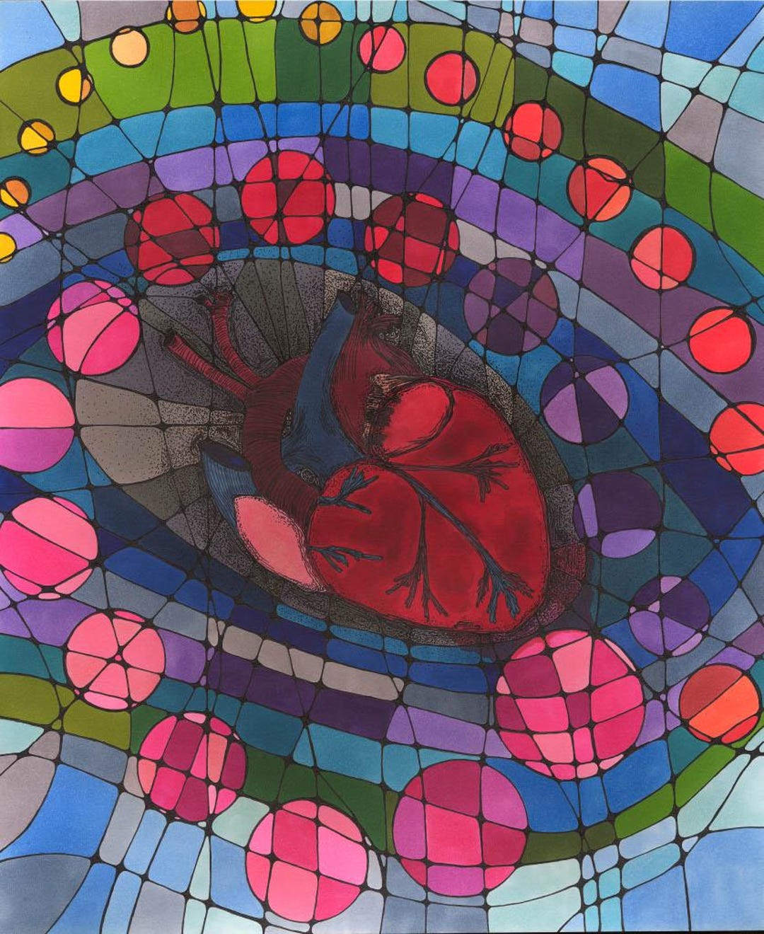 Shielded Heart – Neurographic Abstract Giclée Print | Mixed Media Wall ...