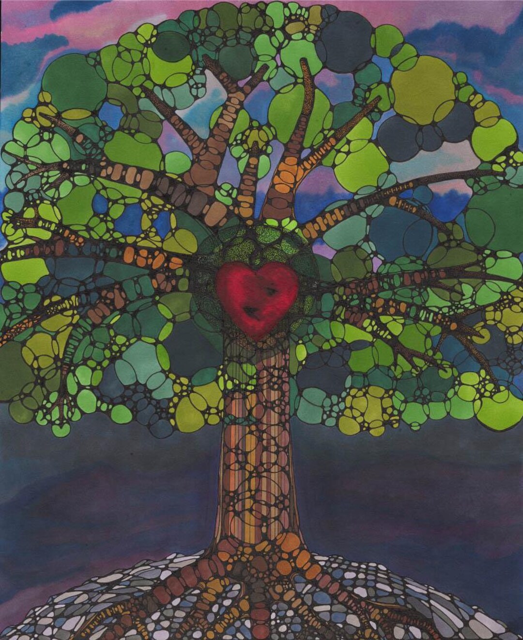 Giclee Print of Mixed Media Neurographic Art “tree of Hope” - Etsy