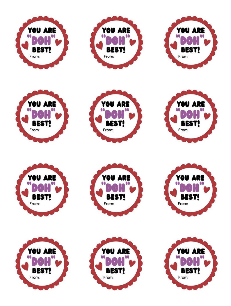 Playdough "you Are DOH Best" Valentine Sticker Instant Download - Etsy