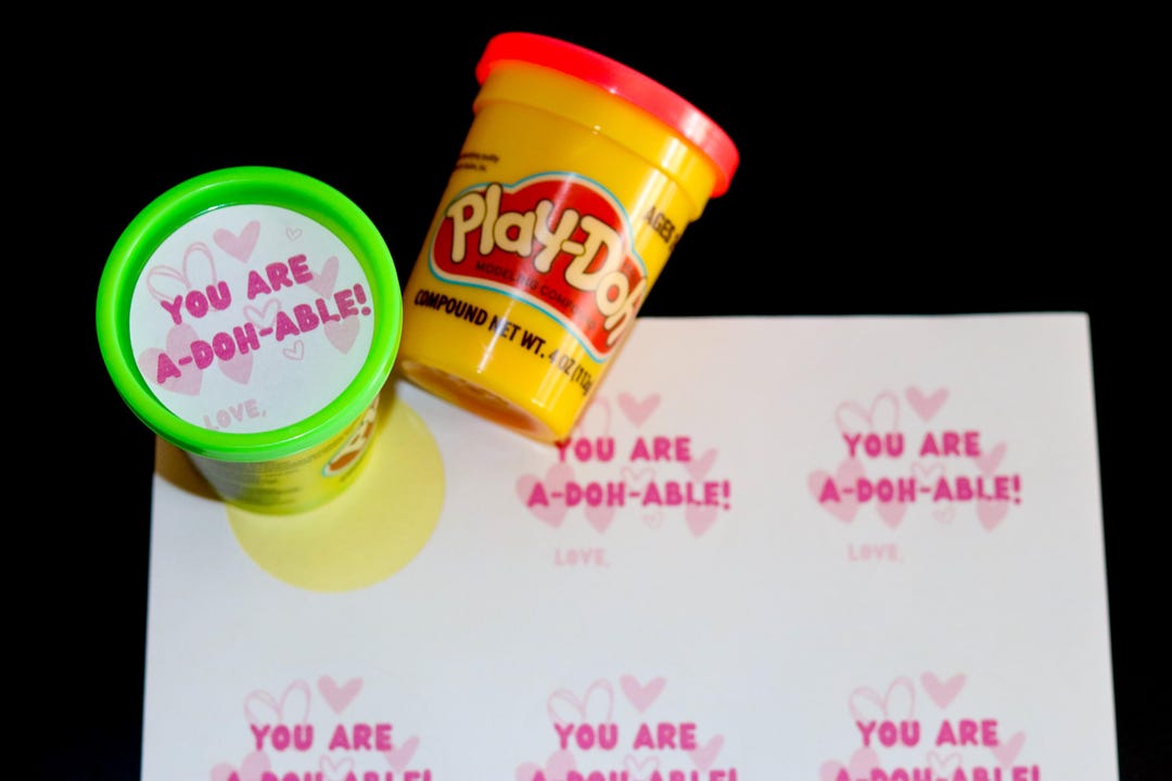 Playdough "you Are A-doh-able" Valentine Sticker Instant Download - Etsy