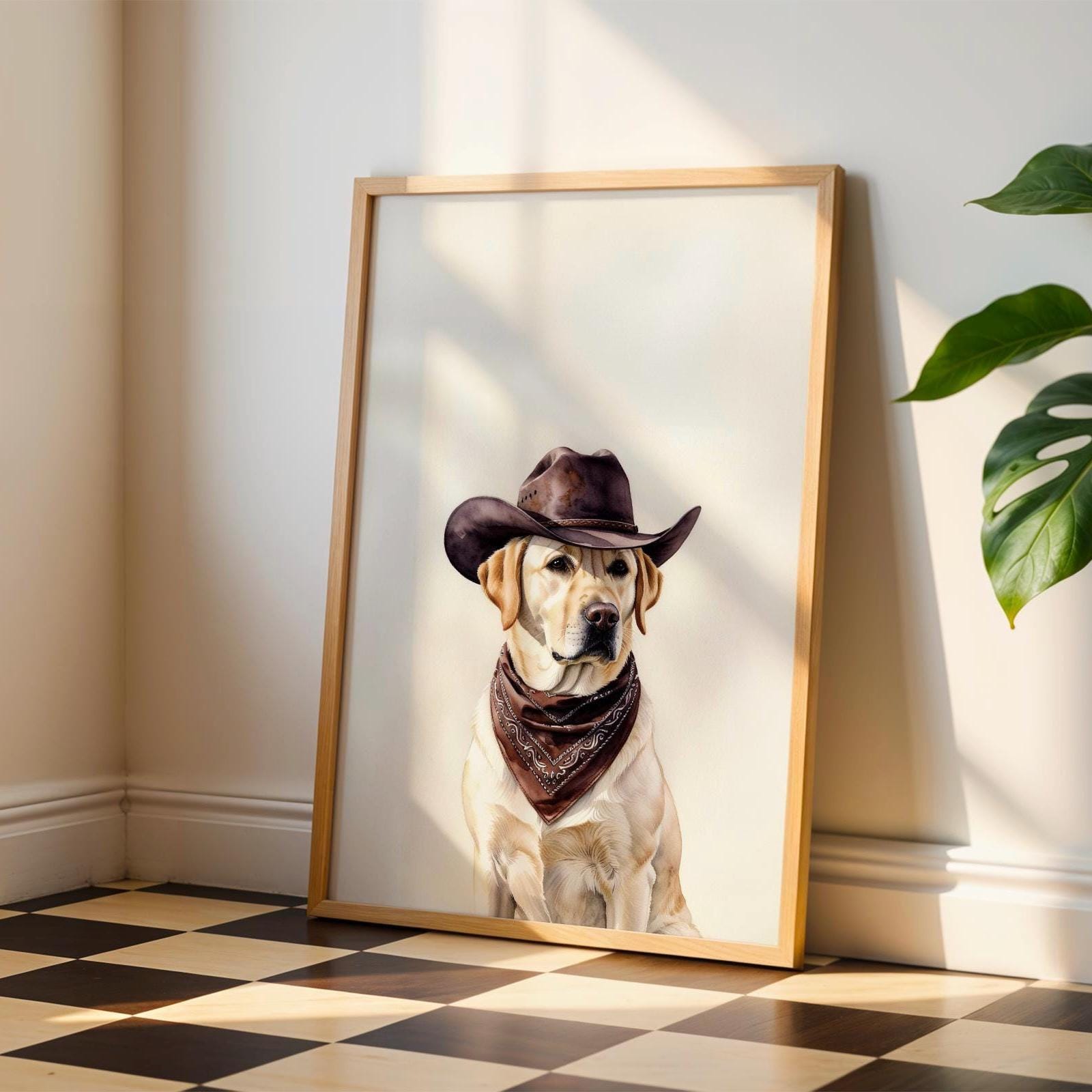 Yellow Lab Cowboy Hat Digital Download, Labrador Retriever Gift, Yellow ...