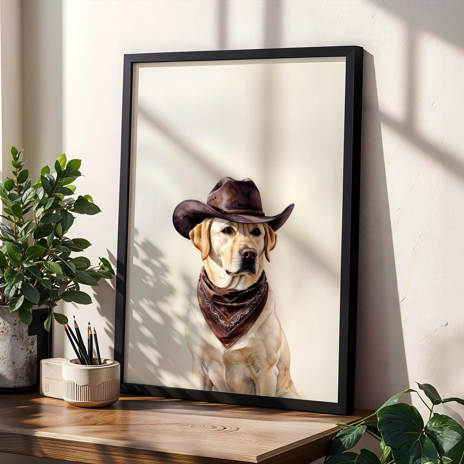 Yellow Lab Cowboy Hat Digital Download, Labrador Retriever Gift, Yellow ...
