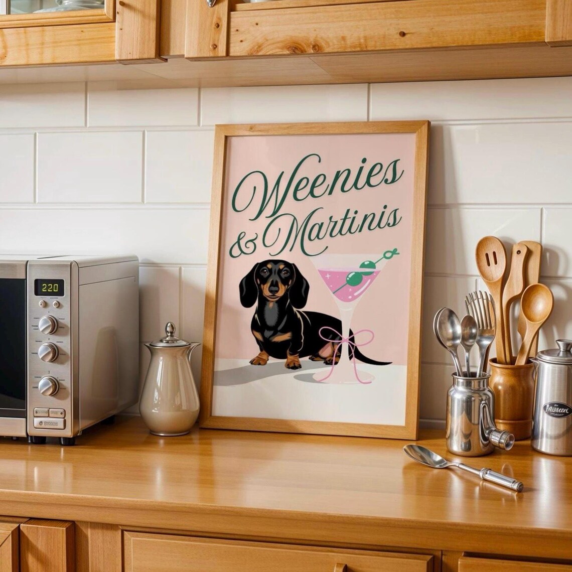 Custom Dachshund Digital Wall Art, Weenies & Martinis Print ...
