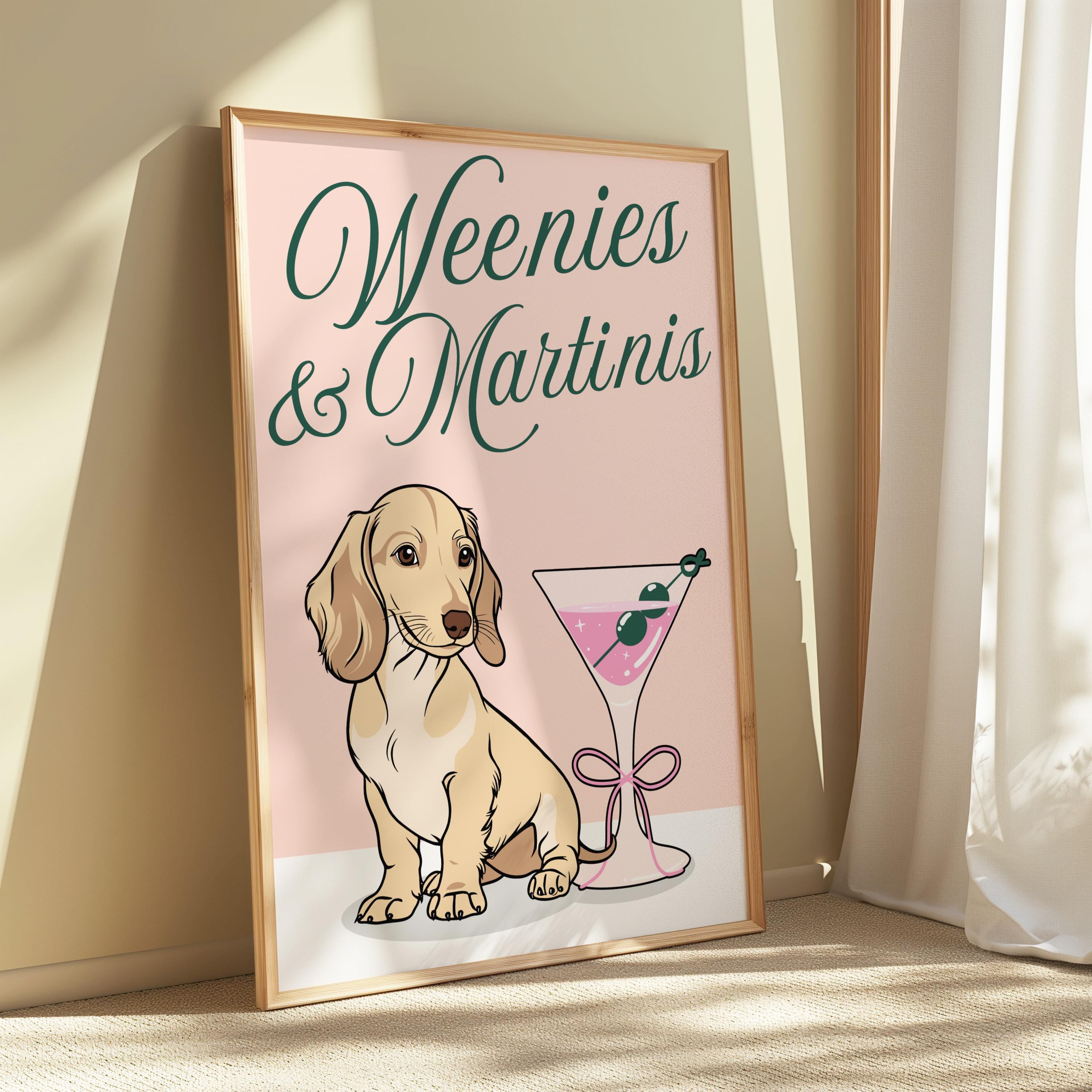 Custom Dachshund Digital Wall Art, Weenies & Martinis Print ...