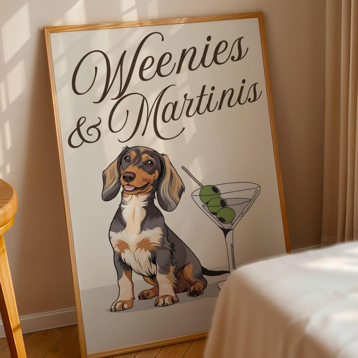 Custom Dachshund Digital Wall Art, Weenies & Martinis Print ...