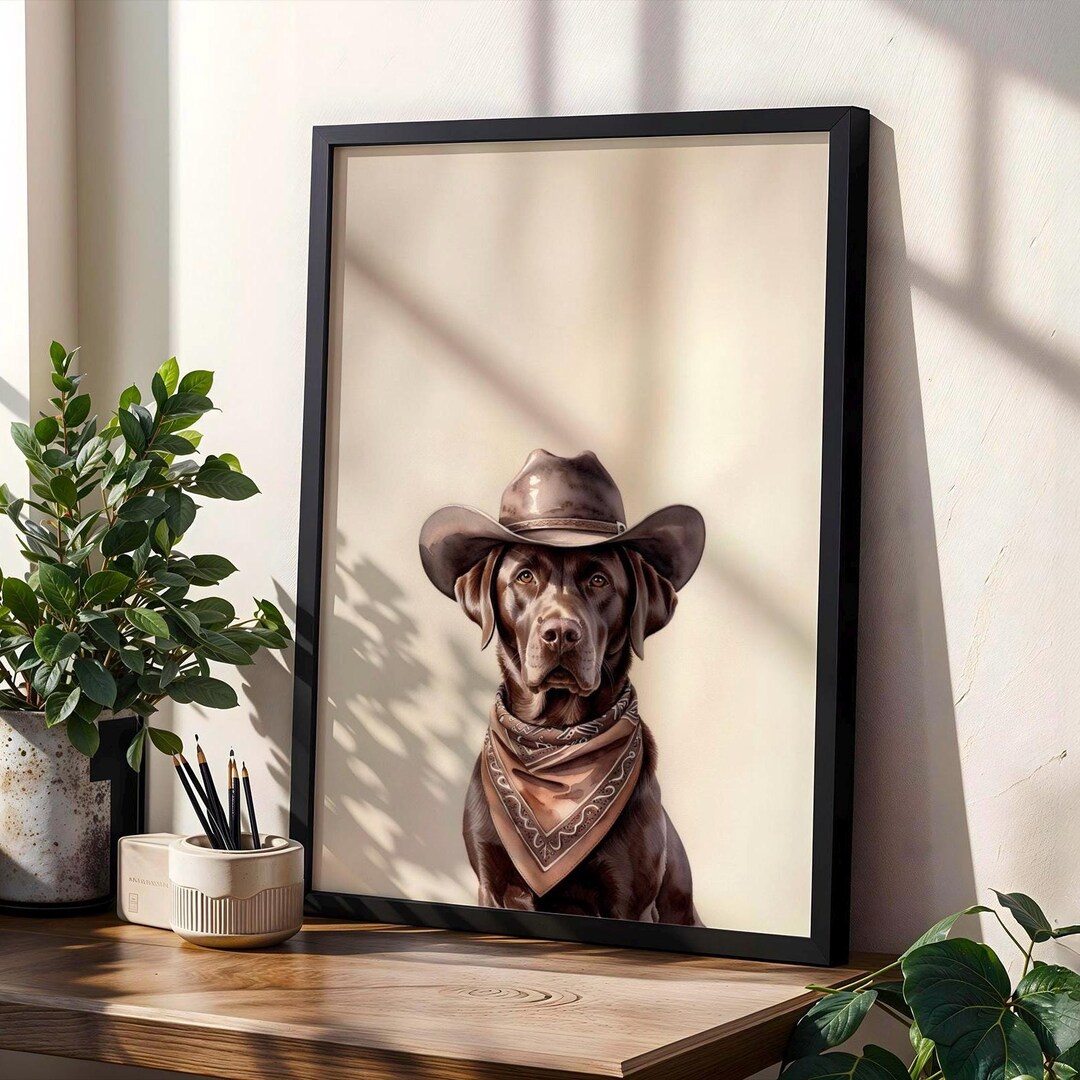 Chocolate Lab Cowboy Hat Digital Download, Labrador Retriever Gift ...