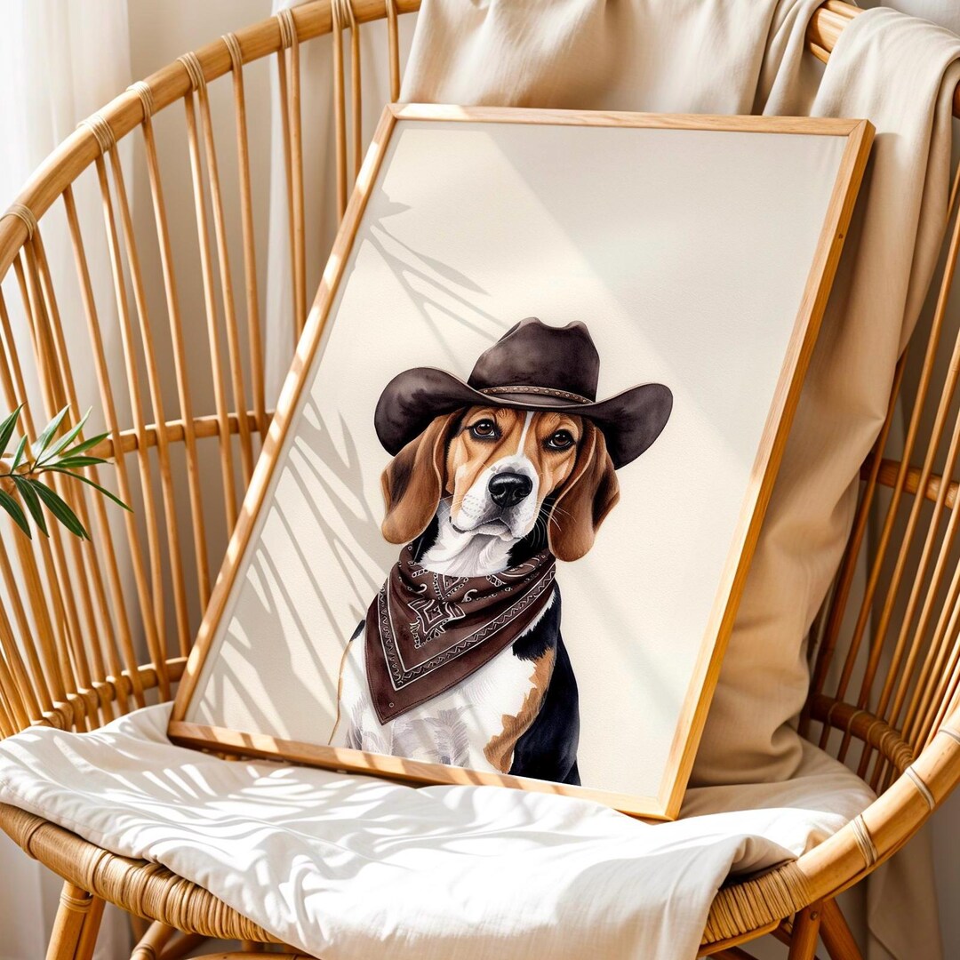 Beagle Cowboy Hat Digital Download, Beagle Gift, Beagle Painting ...