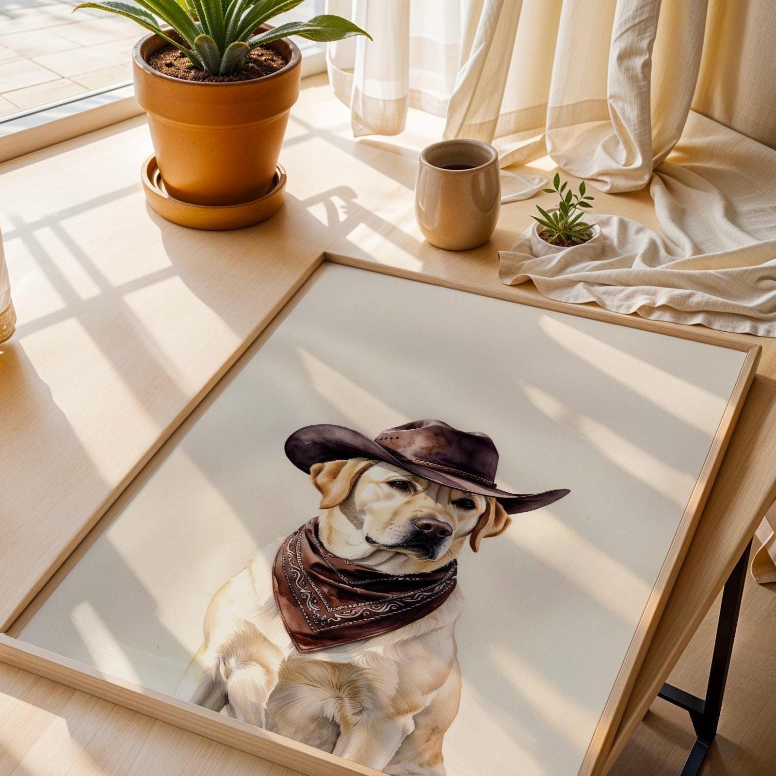 Yellow Lab Cowboy Hat Digital Download, Labrador Retriever Gift, Yellow ...