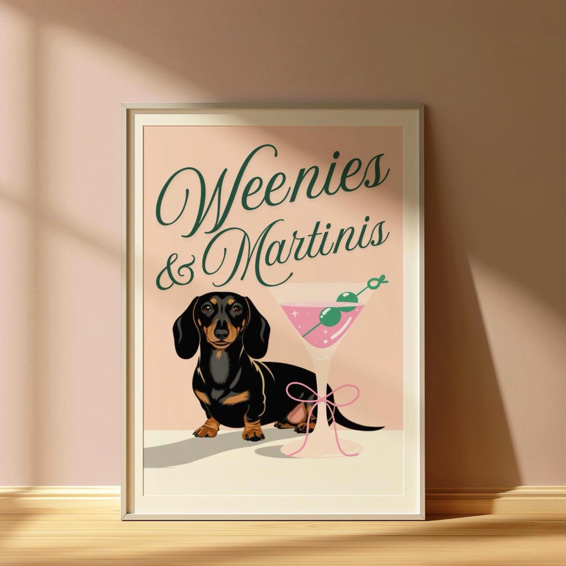 Custom Dachshund Digital Wall Art, Weenies & Martinis Print ...