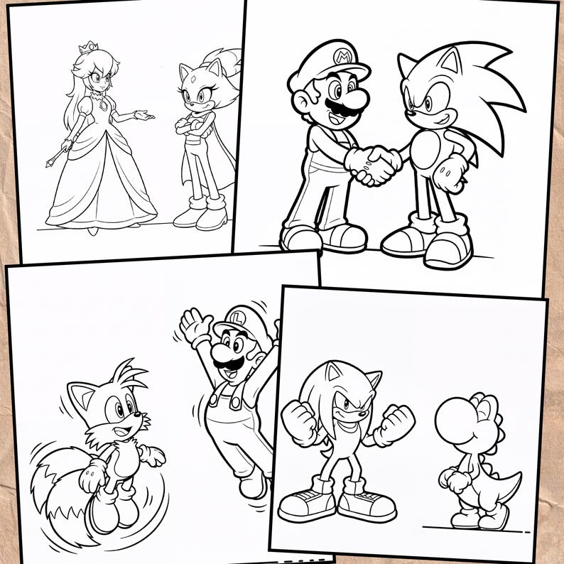 Sonic Vs Mario Coloring Pages Printable – 30 Page Digital Download - Etsy