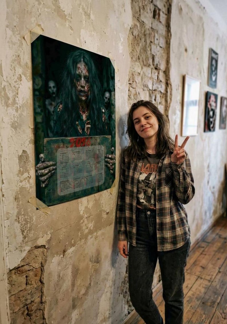 2026 Undead Girl Horror Calendar: Macabre Wall Art (digital Download ...