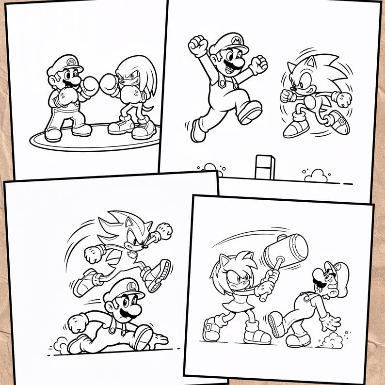 Sonic Vs Mario Coloring Pages Printable – 30 Page Digital Download - Etsy