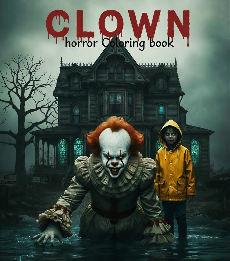 Horror Clown Inspired by Pennywise: A Creepy Coloring Book for Adults ...