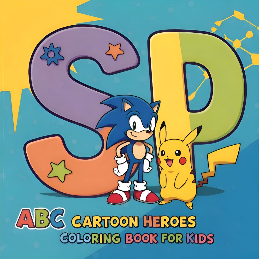 ABC Carton Heroes, Digital Coloring Book for Kids - Etsy