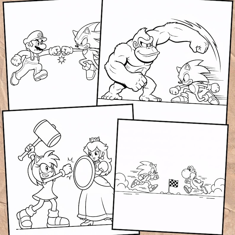 Sonic Vs Mario Coloring Pages Printable – 30 Page Digital Download - Etsy