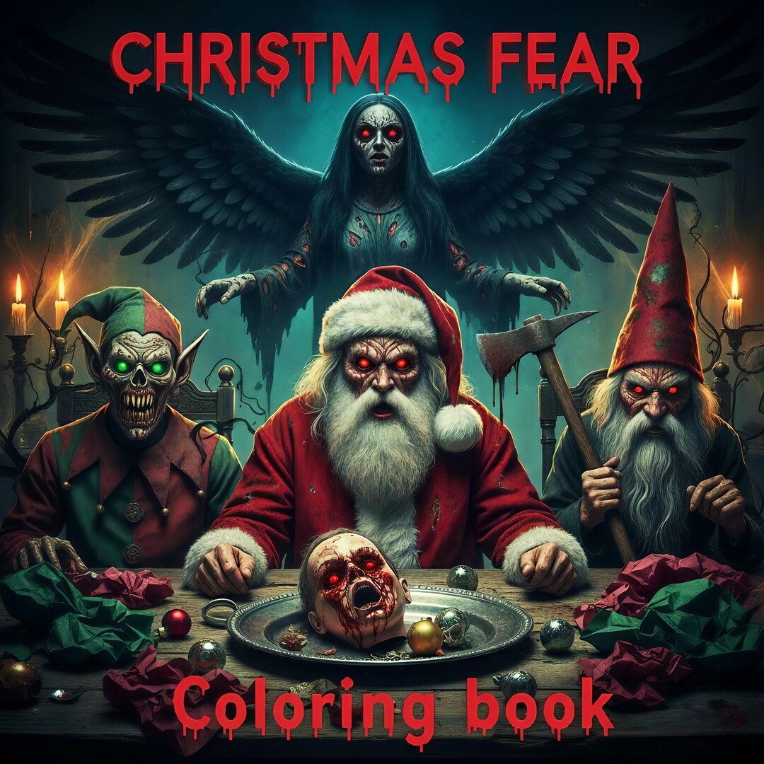 Christmas Fear: 20 Page Adult Horror Coloring Book, Printable Dark ...