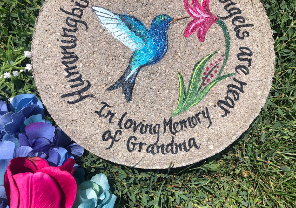 Hand-painted Hummingbird Memorial Stone: Garden Sympathy Gift (12") - Etsy