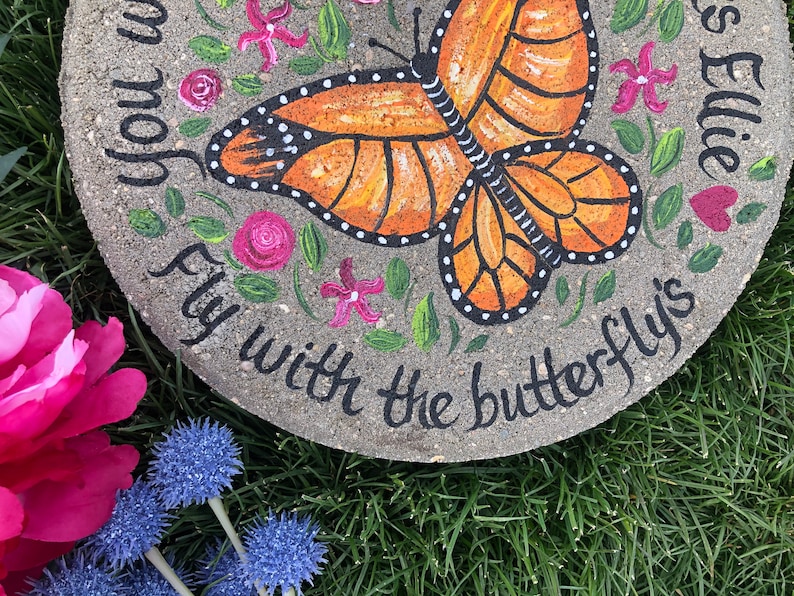 MEMORIAL Garden Stone Personalized Memorial Stone Butterfly - Etsy