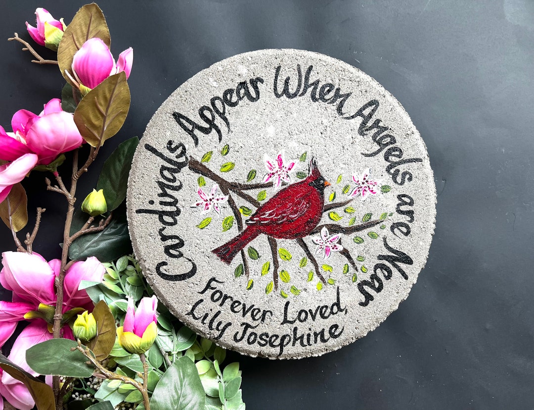 CARDINAL Memorial Garden Stone, Memorial Gift, Memorial Gifts, Garden ...