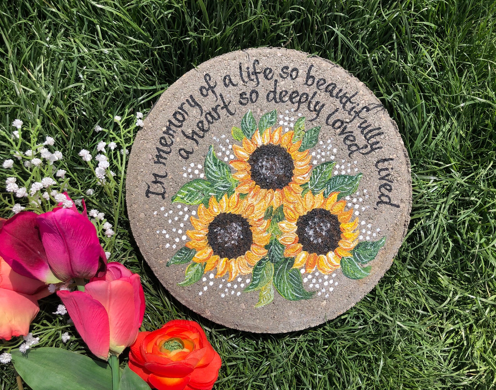 SUNFLOWER Memorial Stone Memorial Garden Stone Memorial | Etsy