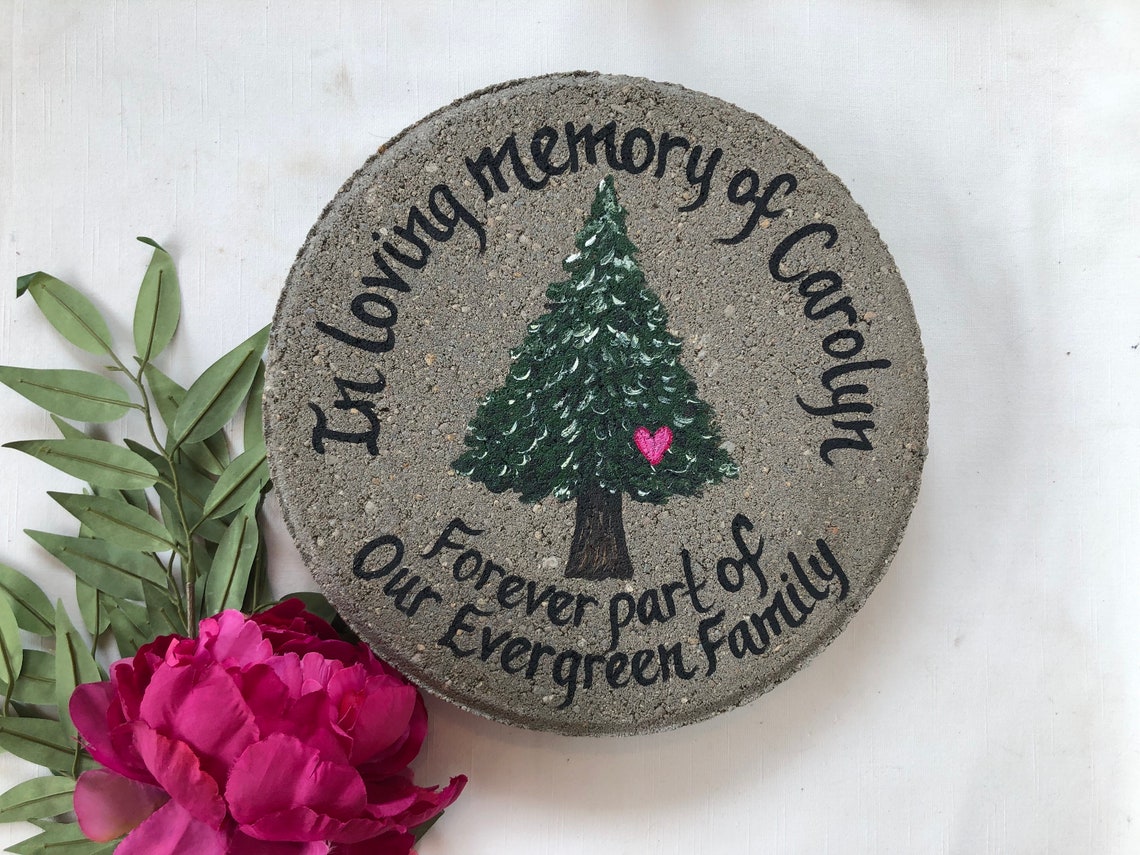 Memory Stonepainted MEMORIAL Stepping Stone Evergreen Garden | Etsy