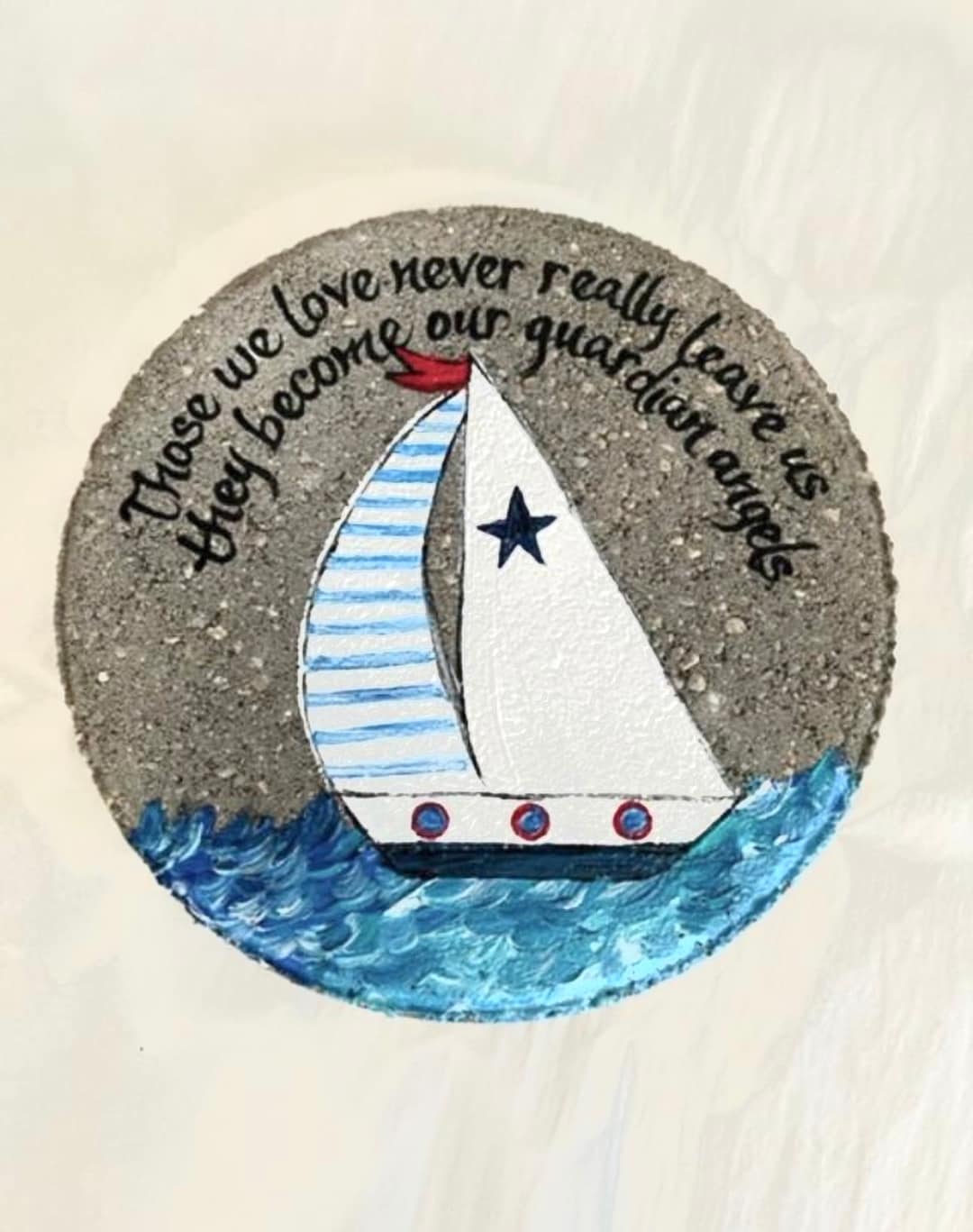Hand Painted Sailboat Memorial Garden Stone - Nautical Bereavement Gift ...