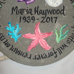BEACH MEMORIAL Garden Stone, PERSONALIZED Memorial Stone, Sea Shell ...