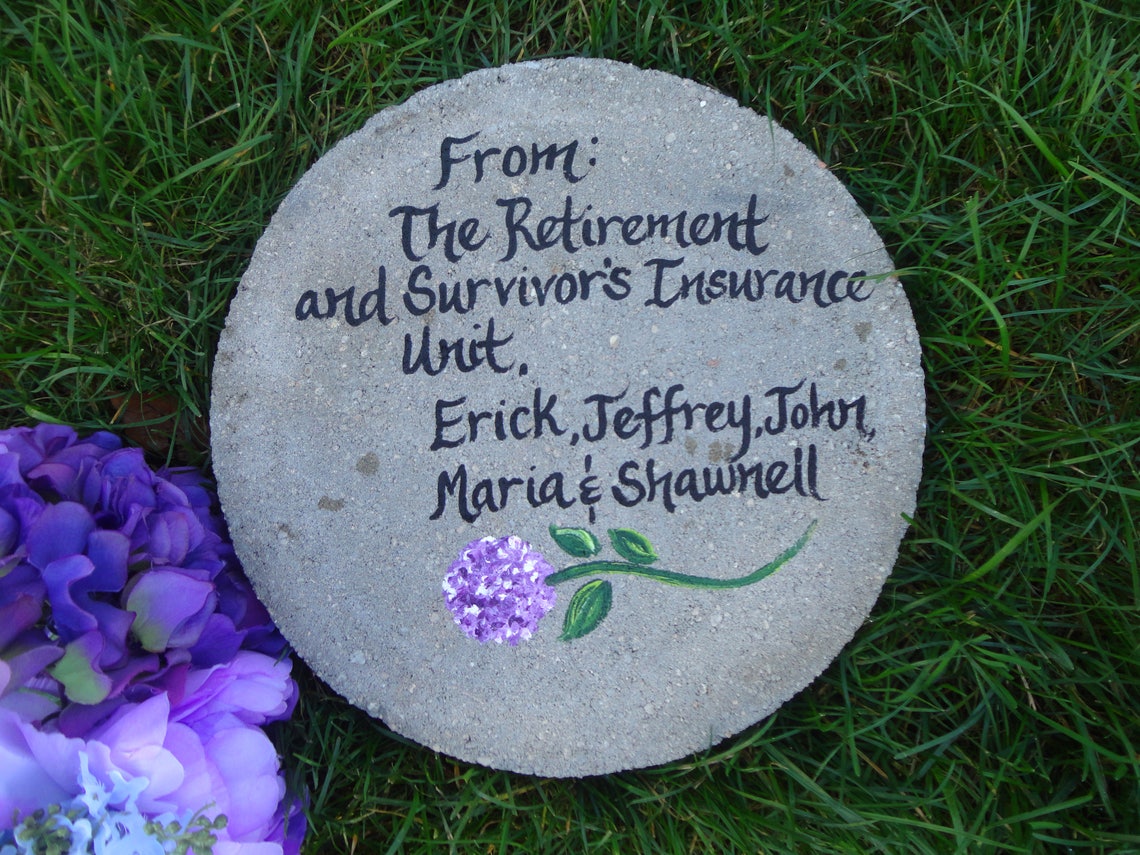 RETIREMENT GIFT, Years of Service, Hand Painted Garden Stone ...