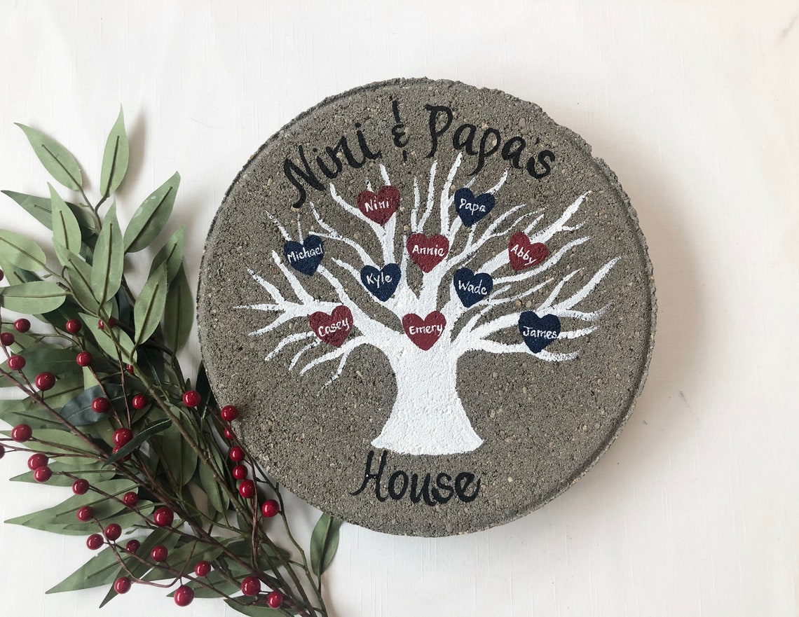 Family Tree Stepping Stone, Mom Christmas Gift Ideas, Memorial Stones ...