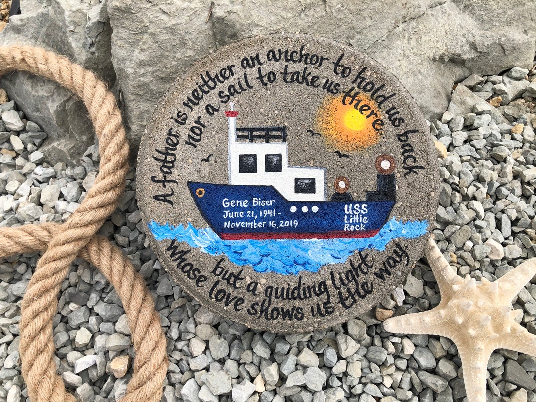 Hand-painted Nautical Memorial Garden Stone - Personalized Bereavement ...