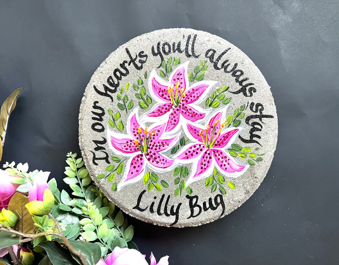 Personalized Stargazer Lily Memorial Garden Stone: Hand-painted ...