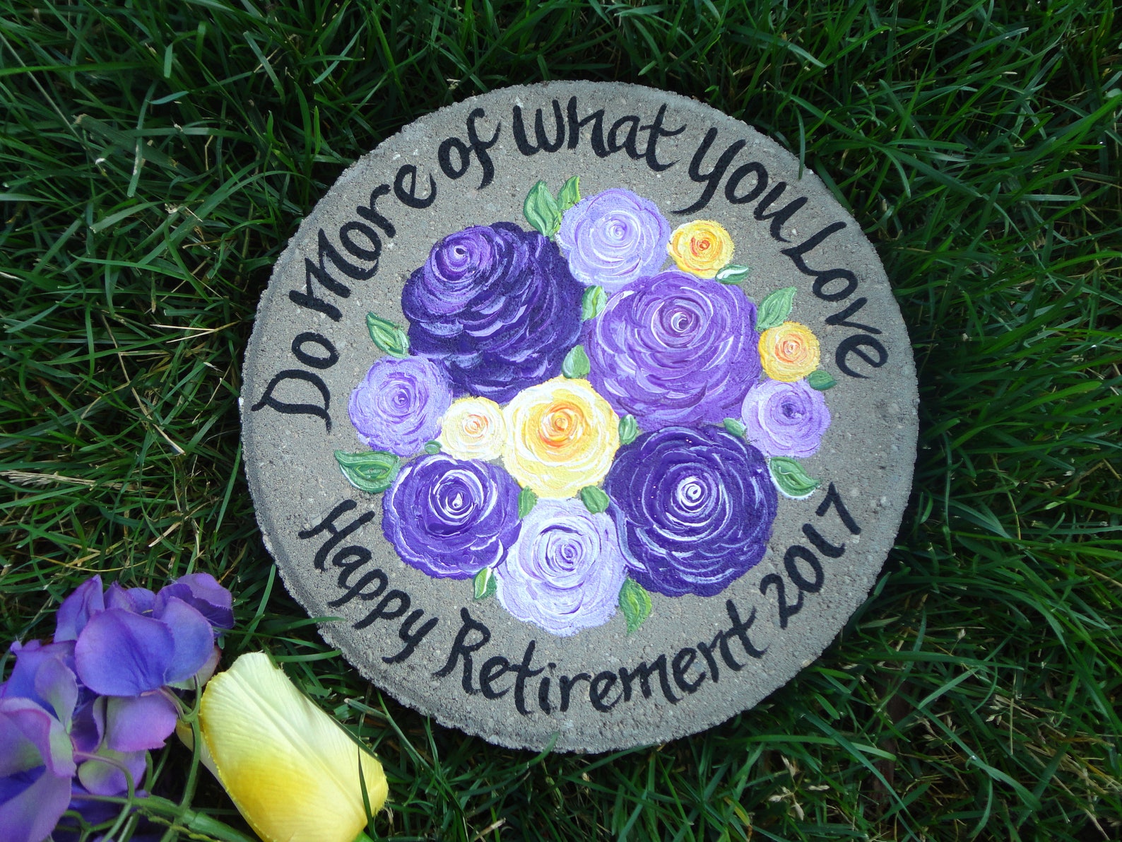 RETIREMENT GIFT, Years of Service, Hand Painted Garden Stone ...