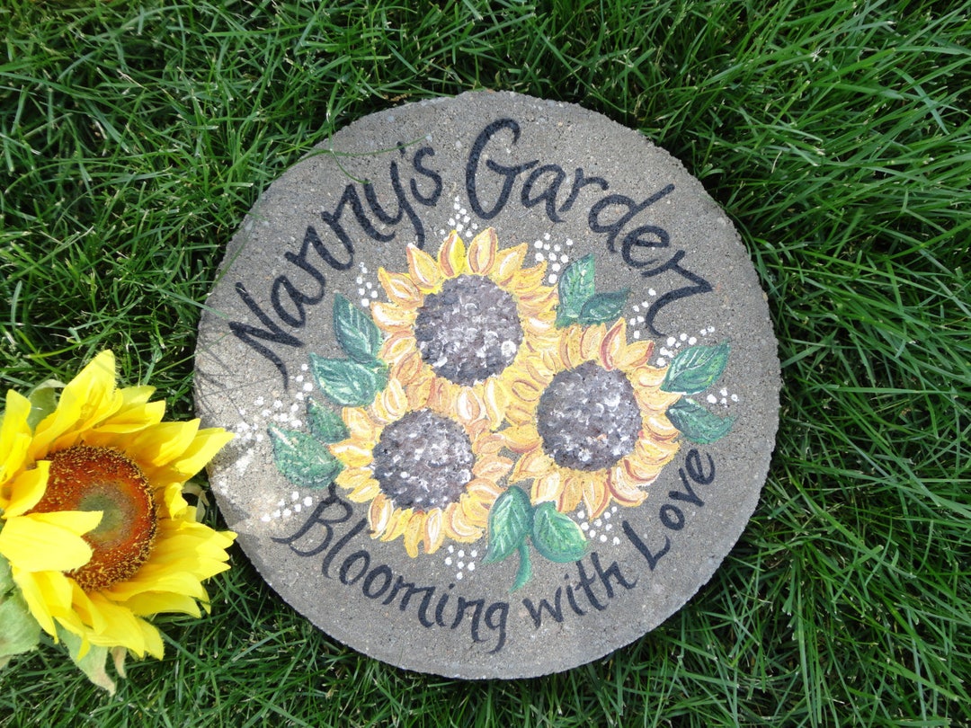 Sunflower - Garden Stone - NANNY'S GARDEN Stepping Stone - Hand Painted ...
