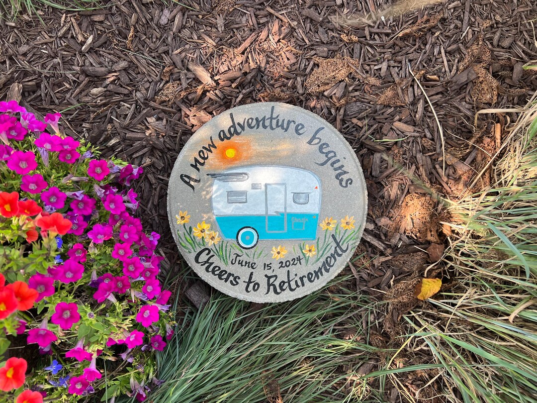 Hand Painted Retirement Stone: Camper Trailer Garden Decor - Etsy