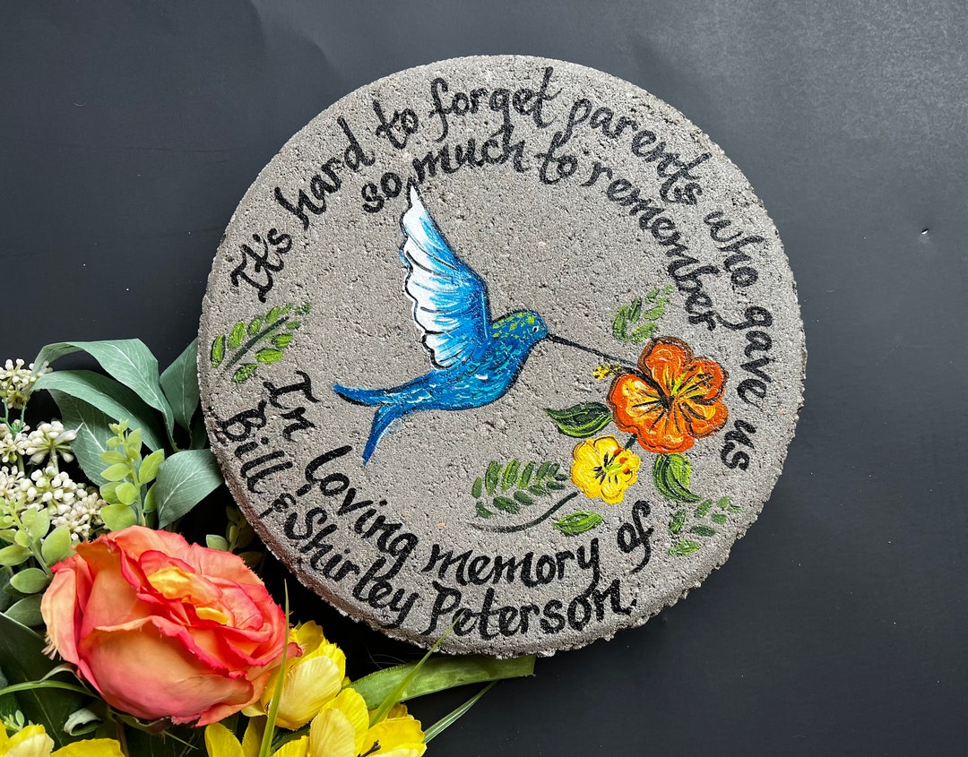 Hand-painted Hummingbird Memorial Stone: Garden Sympathy Gift (12") - Etsy