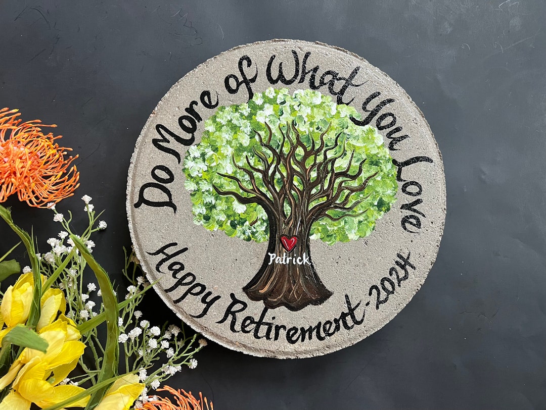 Personalized Retirement Garden Stone: Hand-painted Chestnut Tree Gift ...