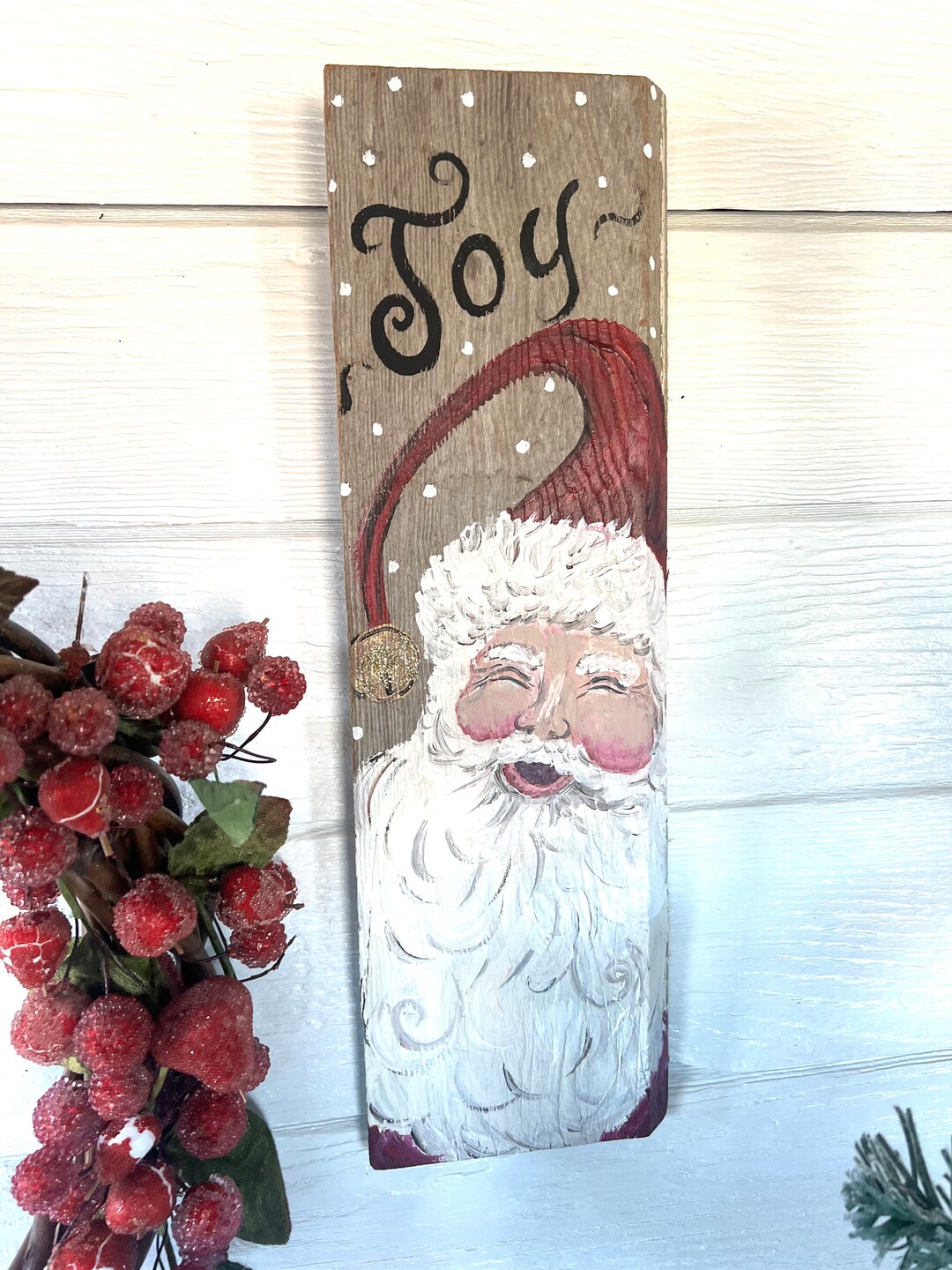 Vintage Santa Face Barn Wood Sign: Rustic Christmas Decor (17x5) - Etsy