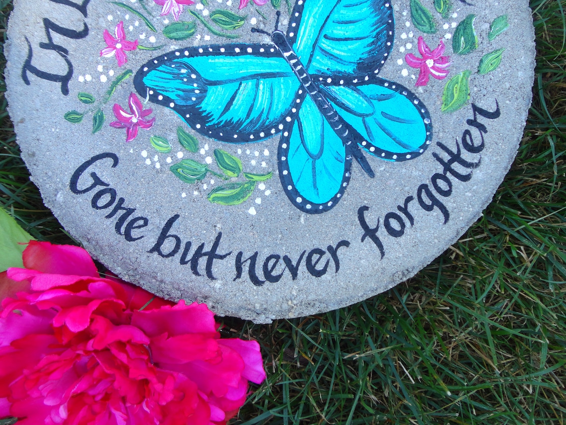 BLUE BUTTERFLY Memorial Gift, PERSONALIZED Memorial Stone, Personalized ...