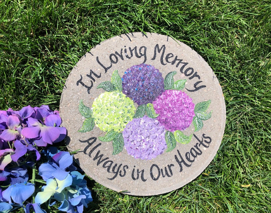 MEMORIAL GIFT, Hand Painted Stepping Stone, Purple Iris, Stone ...