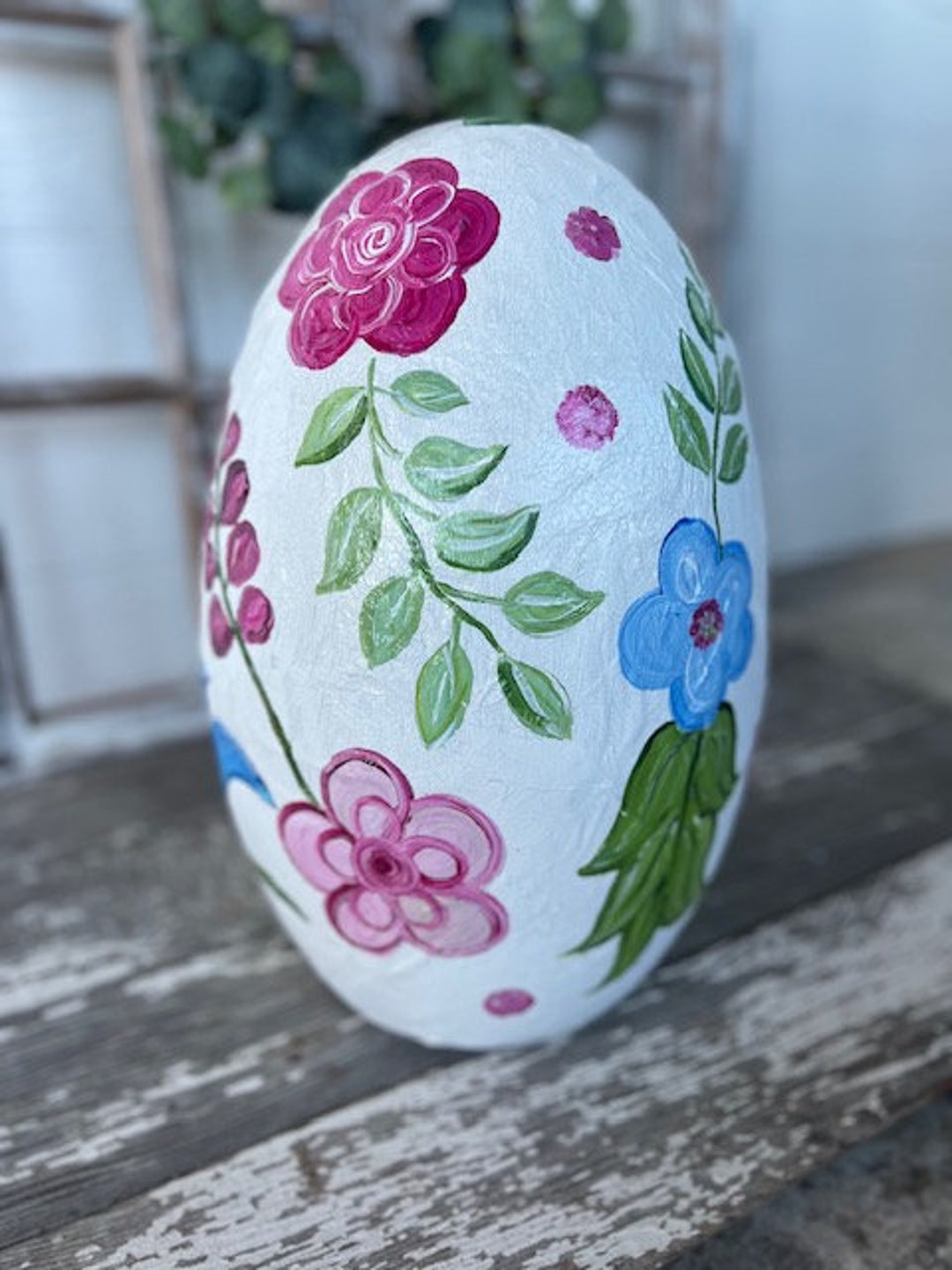 Large Decorative Egg, Floral Egg, Spring Decor, Easter Decoration ...