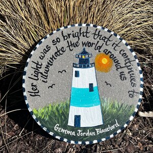 LIGHTHOUSE Hand Painted MEMORIAL Stepping Stone, Memorial Gift, Fathers ...