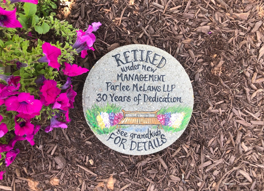 Handmade Retirement Garden Stone: Bench & Wildflowers, Gift From ...