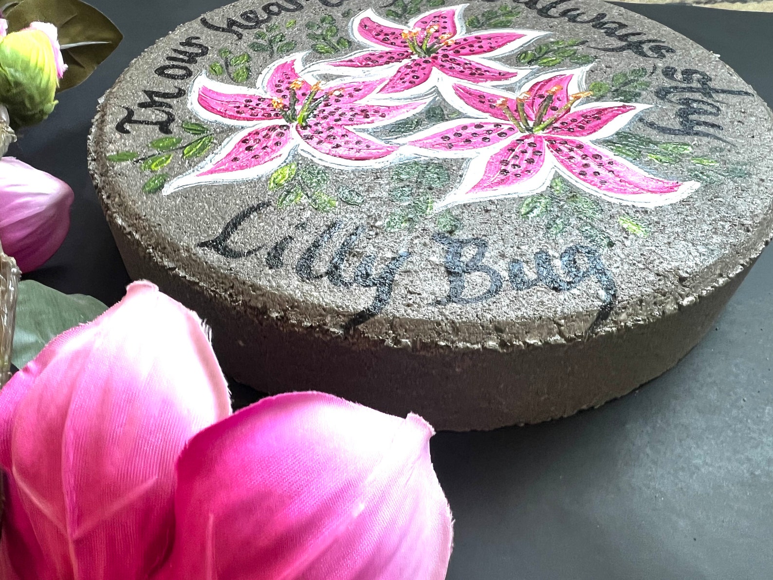 Personalized Stargazer Lily Memorial Garden Stone: Hand-painted ...