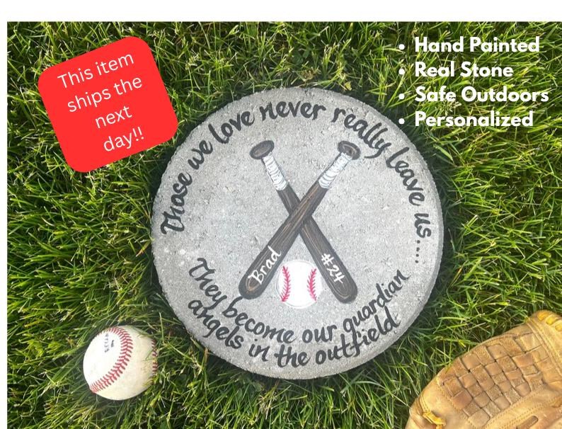 Hand Painted Baseball Memorial Stone: Personalized Bereavement Gift ...