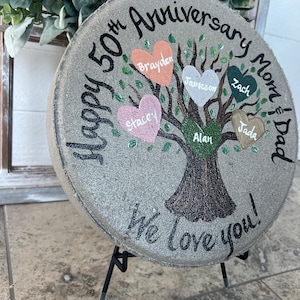 ANNIVERSARY Garden Stone, Family Tree Garden Stone, Anniversary Name ...