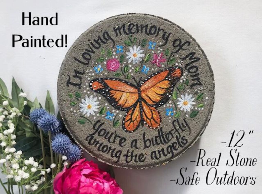 Personalized Butterfly Memorial Garden Stone: Hand-painted Remembrance ...