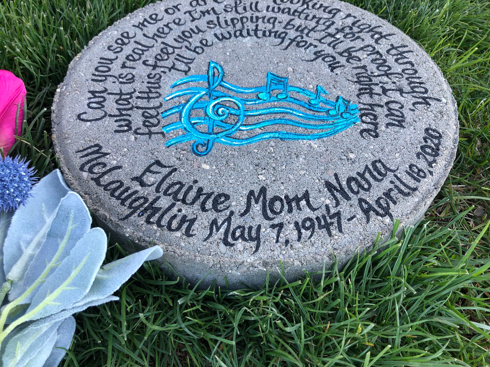 Music Notes Memorial Stone Music Stepping Stone Mothers | Etsy